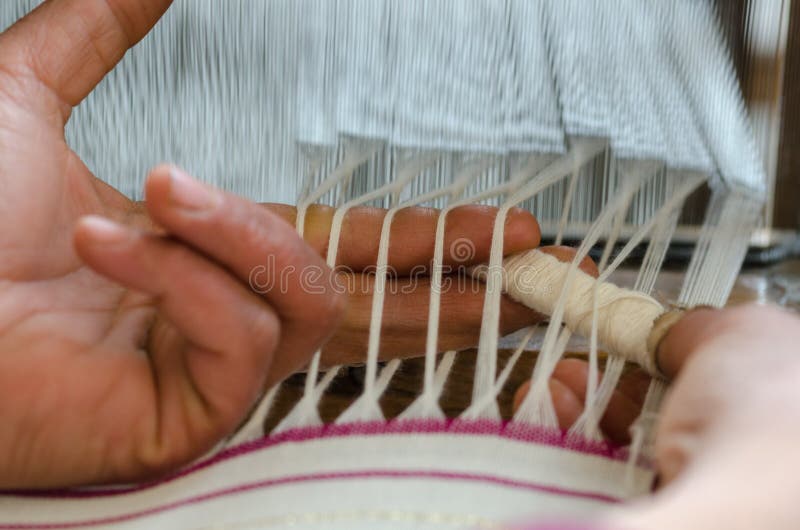 Close Up of Woman Hand on Weaving Loom Stock Image - Image of machine ...