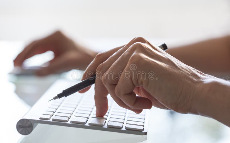 Close-up of Woman Hands on Computer Keyboard Stock Photo - Image of ...