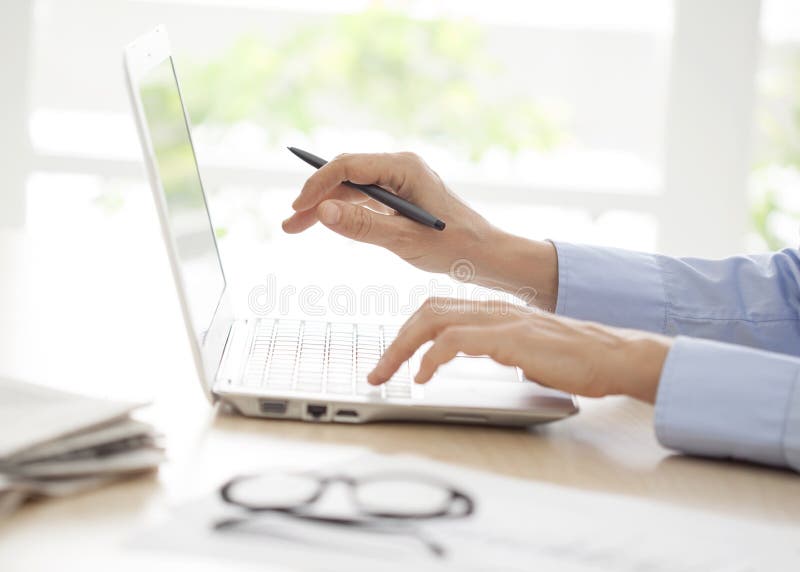 Close-up of Woman Hands on Computer Keyboard Stock Photo - Image of ...