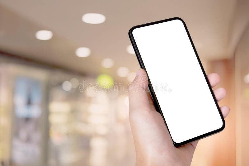 Close Up Woman Holding Blank Screen Mock Up Mobile Phone Stock Image ...