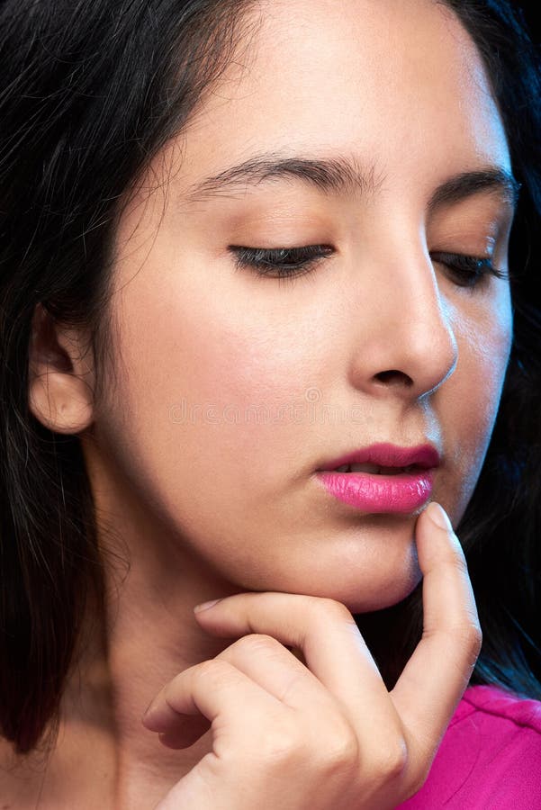 Close Up of Woman Look Down Stock Photo - Image of beauty, natural ...