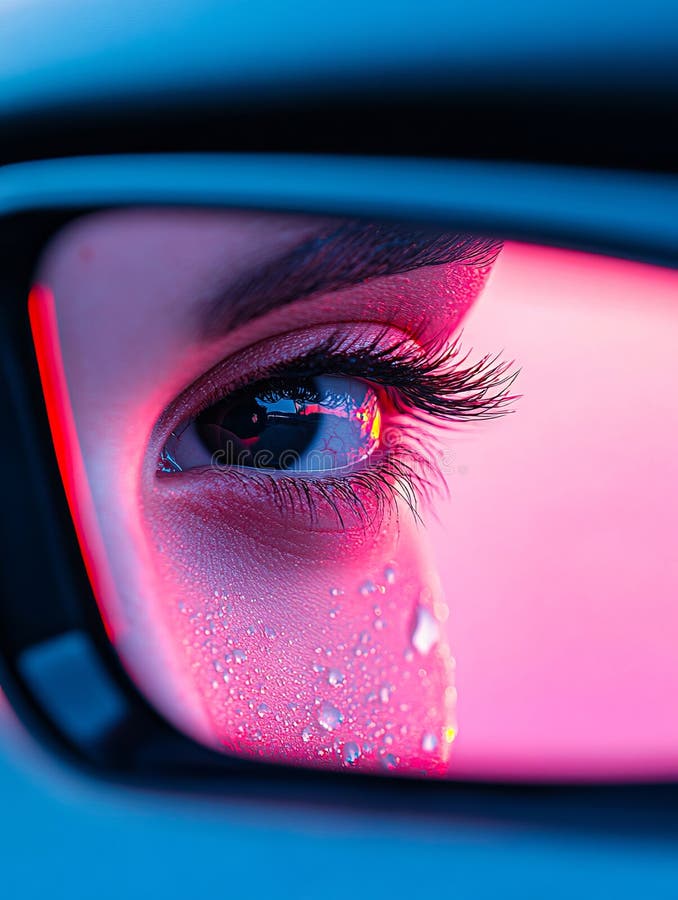 A Close Up of a Woman S Eye in a Car S Side View Mirror Stock Image ...