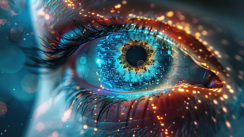 A Close-up of a Woman S Eye in the Process of Scanning for ...