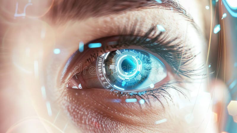A Close-up of a Woman S Eye in the Process of Scanning for ...