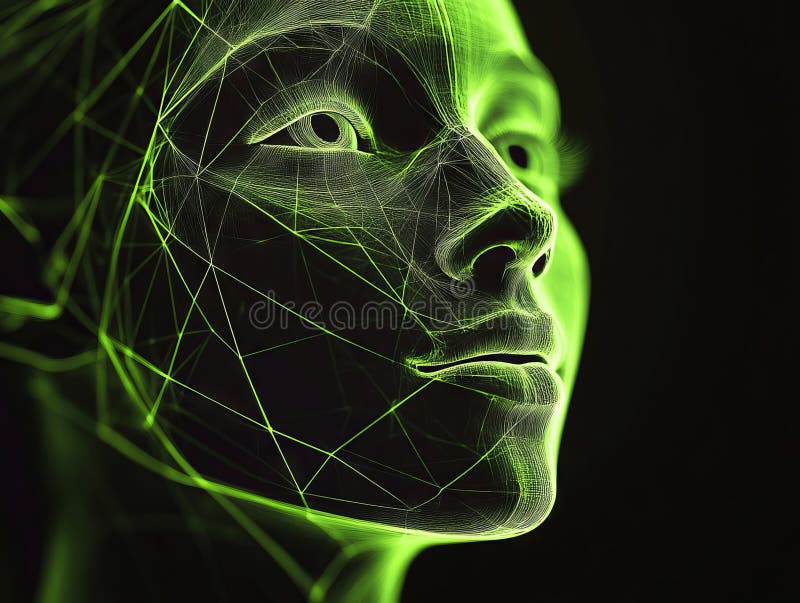 A Close Up of a Woman S Face with a Green Face Stock Photo - Image of ...
