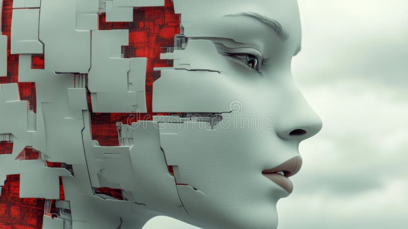 A Close Up of a Woman S Face with Pieces Missing, AI Stock Image ...