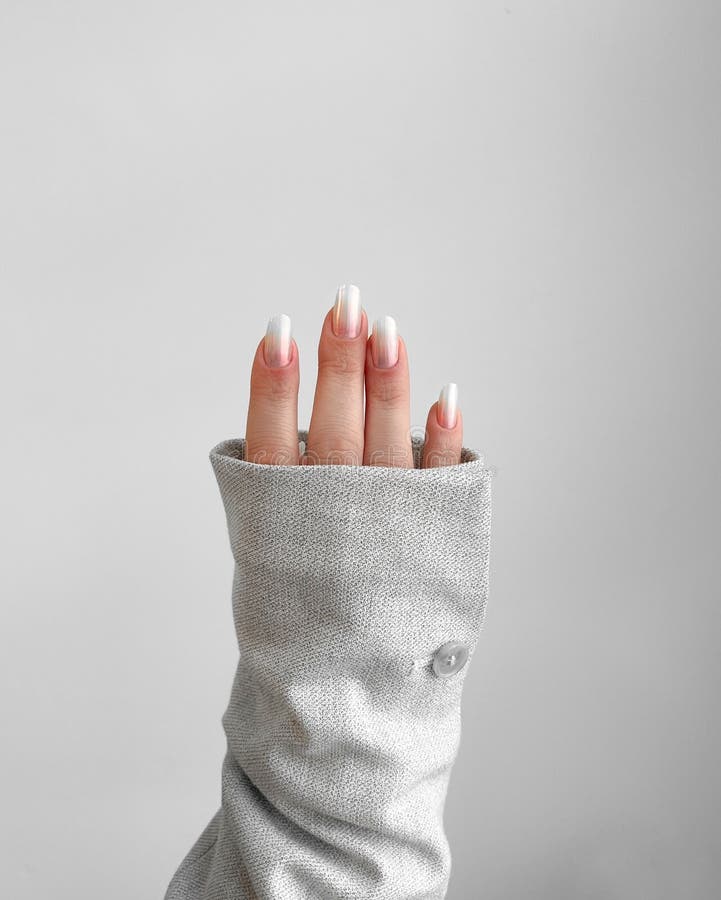Close-up of a Woman S Hand with Elegant White Nails Stock Image - Image ...