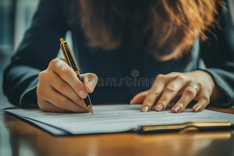 Woman Signing Document stock photo. Image of formal - 350694332
