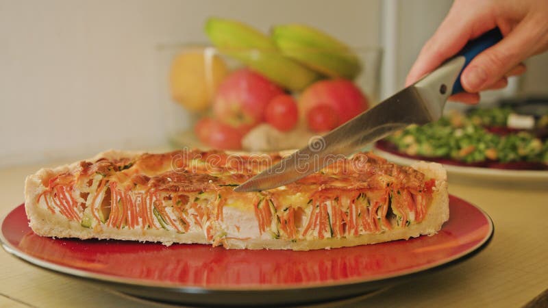 Woman`s Hands Cutting Pie stock image. Image of fruit - 105206213
