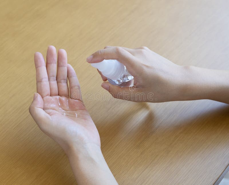 Close-up of a Woman`s Hands Spraying Sanitizer Stock Image - Image of ...