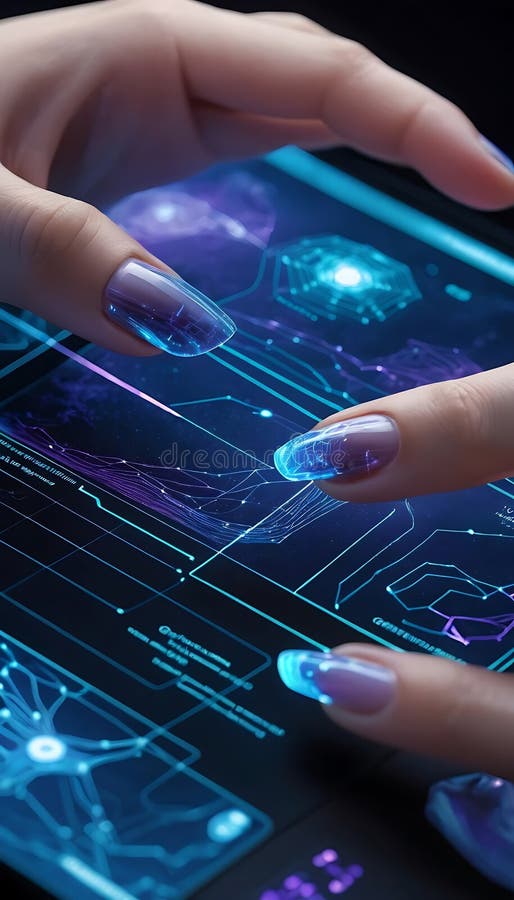 Woman S Hands Interacting with Digital Interface on Tablet Display ...