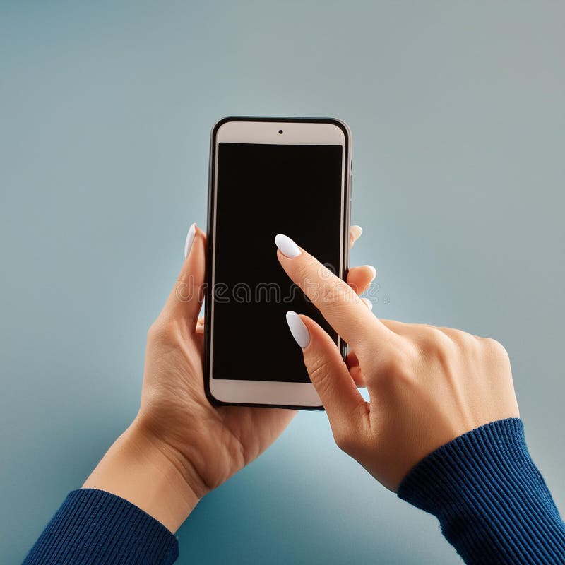 Close-up of a Woman S Hands Using a Smartphone Stock Illustration ...