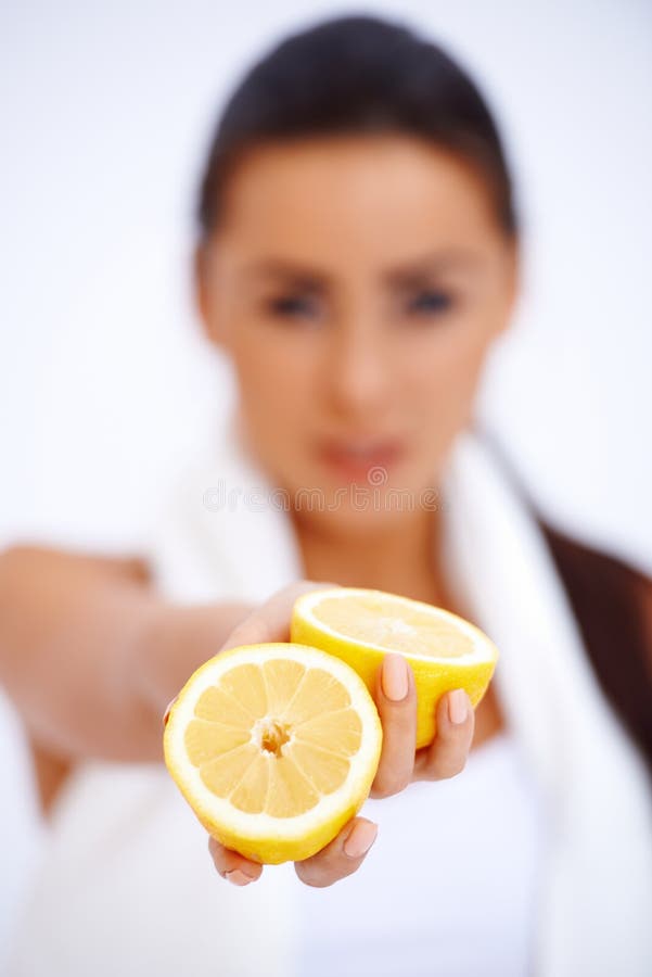 Close Up of a Woman Showing Fresh Lemon Stock Image - Image of healthy ...