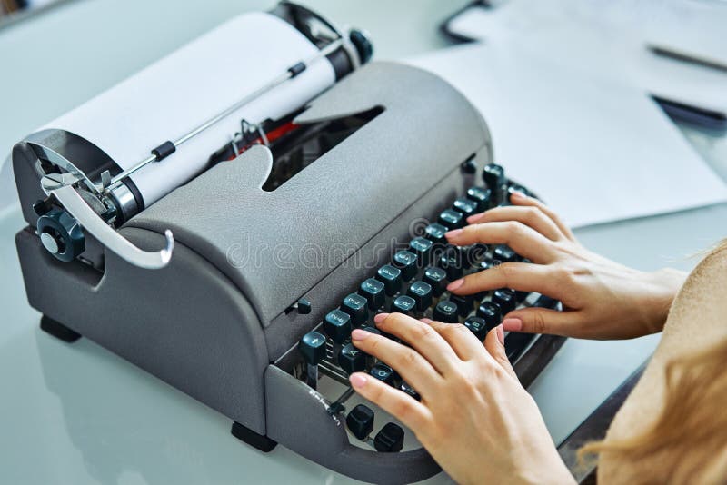 Typing on old typewriter stock photo. Image of motion - 20753810