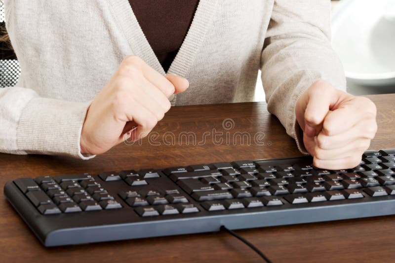 Close Up Woman Typing on a Pc Keyboard Stock Photo - Image of smiling ...