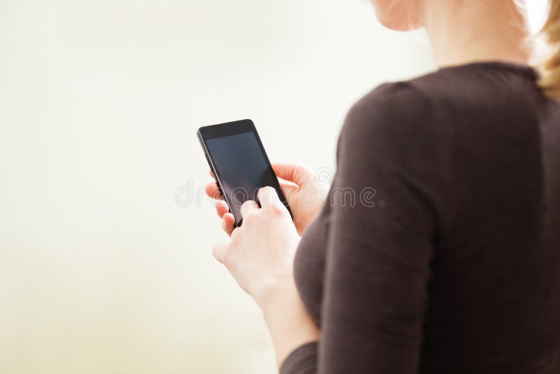 Close Up of a Woman Using Mobile Smartphone Stock Photo - Image of ...