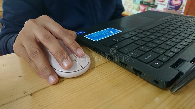 Woman Using Wireless Mouse and Laptop for Work Stock Photo - Image of ...