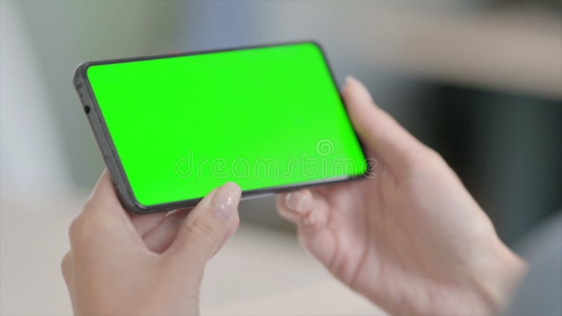 Close Up of Woman Watching Smartphone with Chroma Screen Stock Photo ...