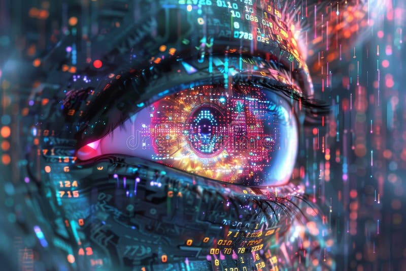 A Close-up of a Womans Eye Against a Digital Backdrop, Embrace the ...