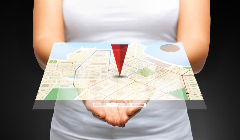 Close Up of Womans Hands Showing Gps Navigator Map Stock Image - Image ...