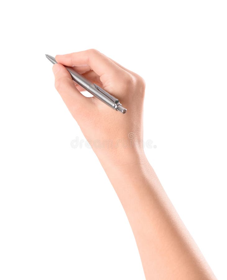 Hand with Pen Isolated on White Stock Image - Image of abstract ...