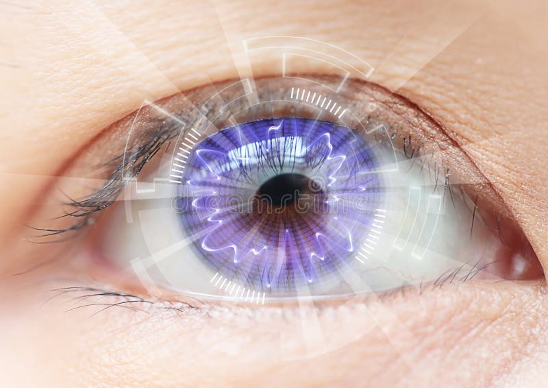 Close-up Women Eye Technology : Contact Lens Stock Photo - Image of ...