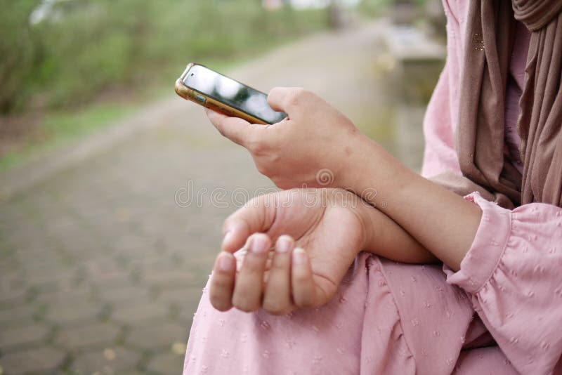 Close Up of Women Hand Holding Smart Phone Stock Photo - Image of women ...