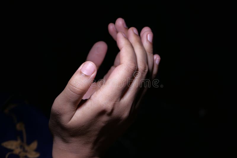 Close Up of Women Hand Praying at Night Stock Image - Image of islam ...