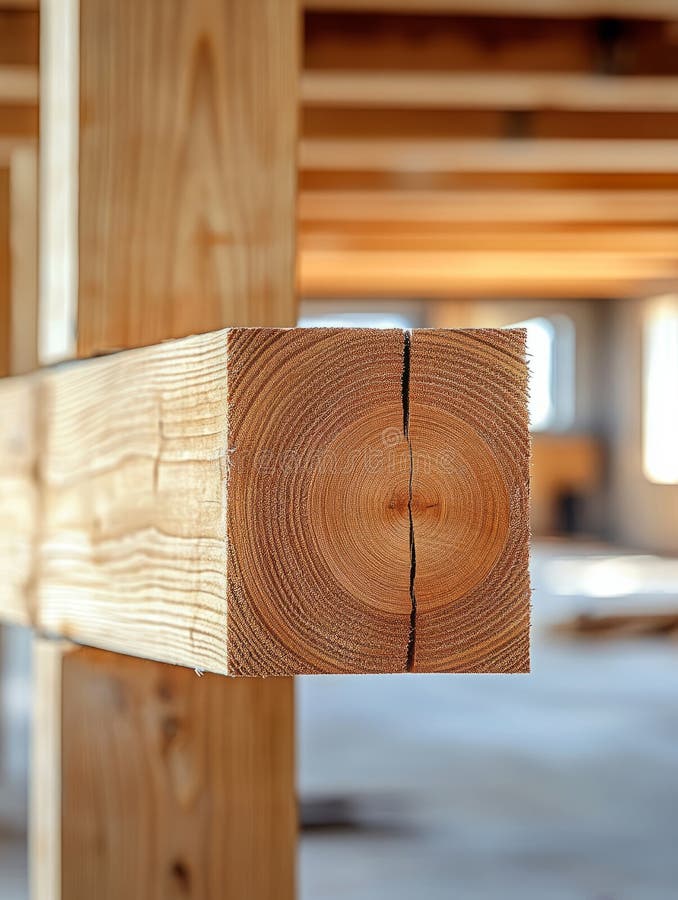 Close-up of Wood Beam in a Construction Site. Stock Photo - Image of ...