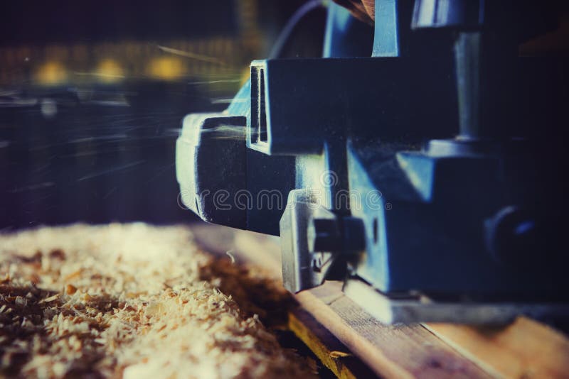 Close Up Wood Drill Machine Working in Home Work Shop Stock Image ...
