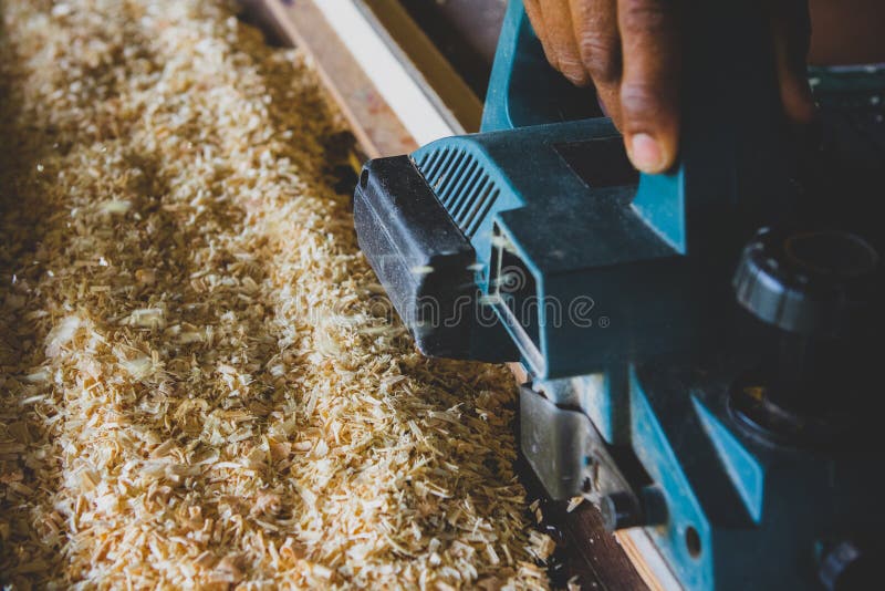 Close Up Wood Drill Machine Working in Home Work Shop Stock Image ...