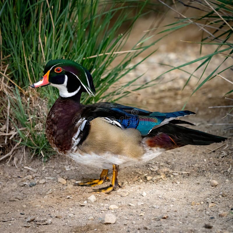 Close Up of a Wood Duck on Land Stock Image - Image of pond, idaho ...