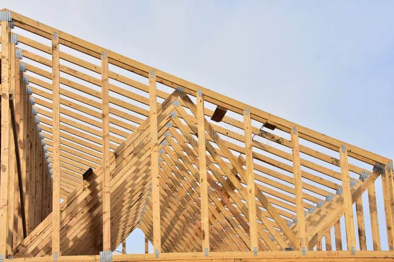 Wood Framing for Home Construction Stock Image - Image of exterior ...