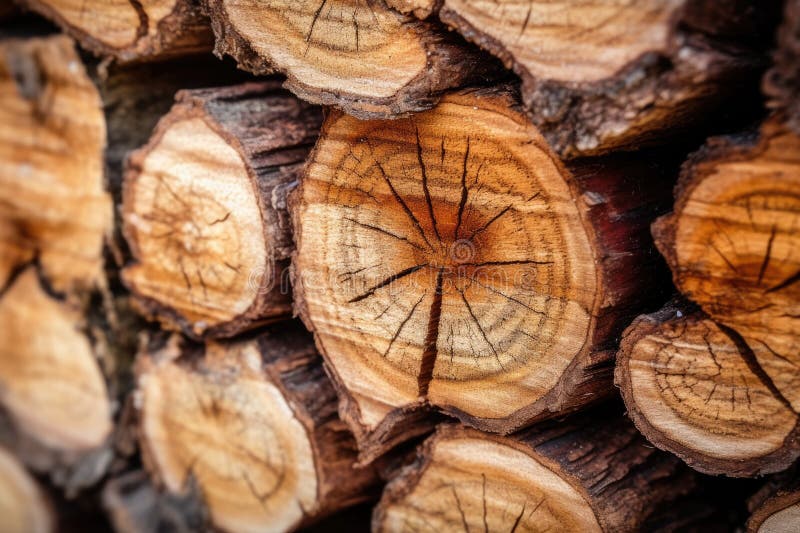 Close-up of Wood Grain Texture in Split Firewood Stock Illustration ...