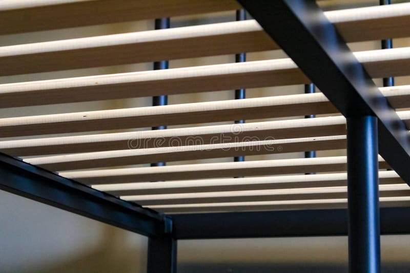 Close-up of Wood Slats Supports for a Platform Bed Stock Photo - Image ...