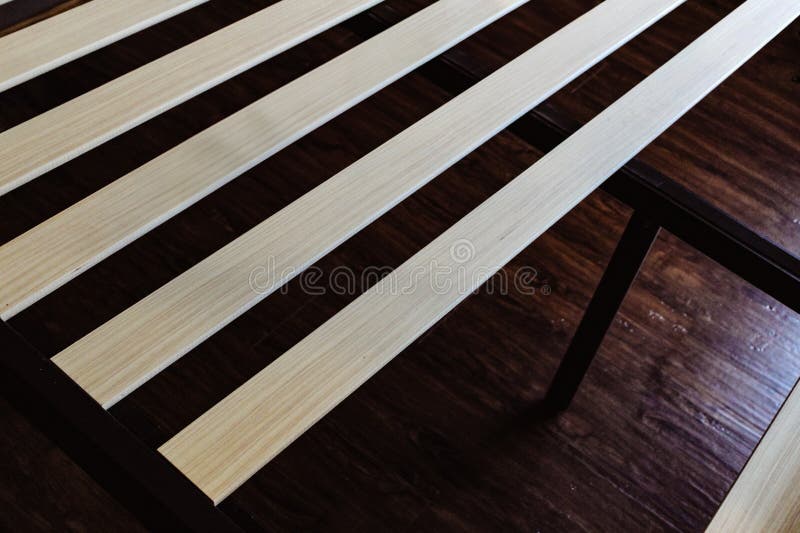 Close-up of Wood Slats Supports for a Platform Bed Stock Photo - Image ...