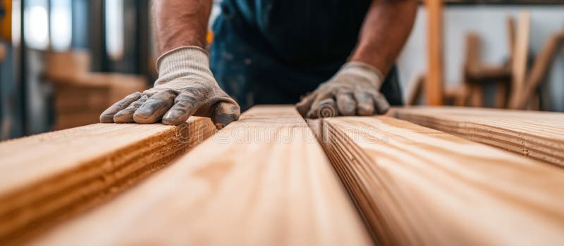 Close-up of Wood Workshop Where Carpenter Working in the Background ...