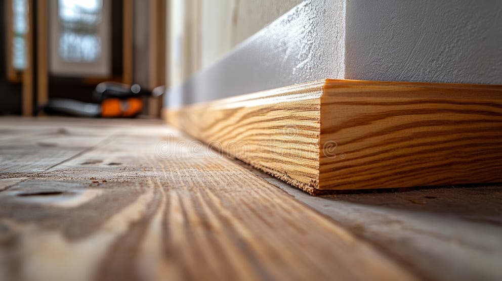 Close-up of a Wooden Baseboard on Floor. Stock Photo - Image of wooden ...