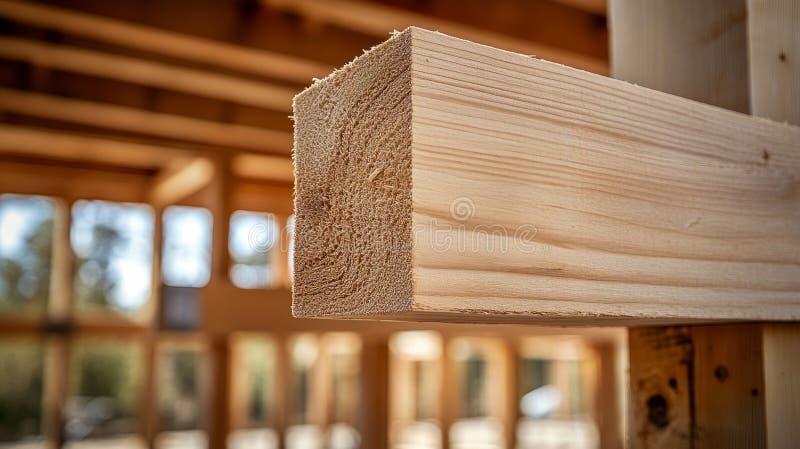Close-up of a Wooden Beam in a Construction Site. Stock Image - Image ...