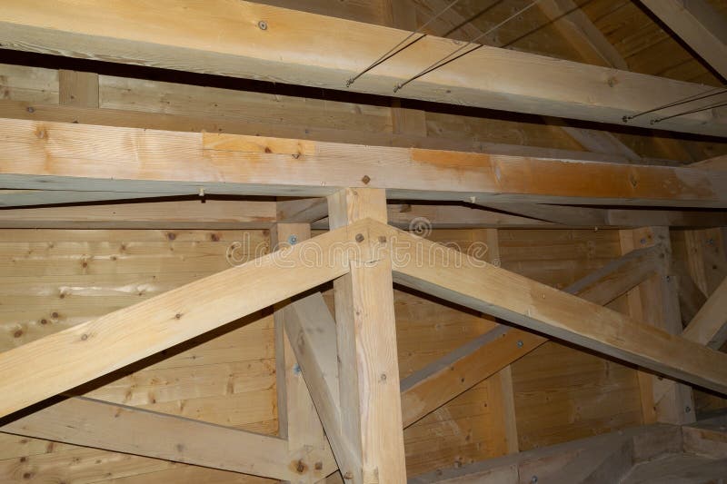 Close-up of Wooden Beam Structure in Construction Framework Stock Image ...