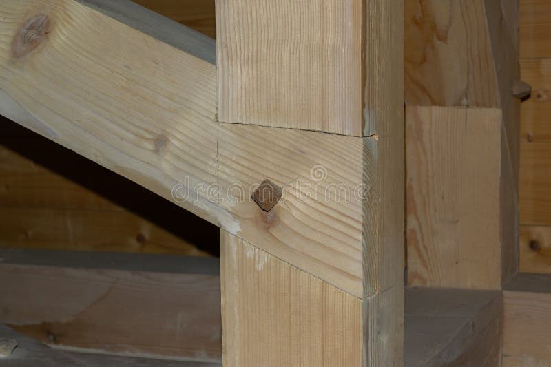 Close-up of Wooden Beam Structure in Construction Framework Stock Image ...
