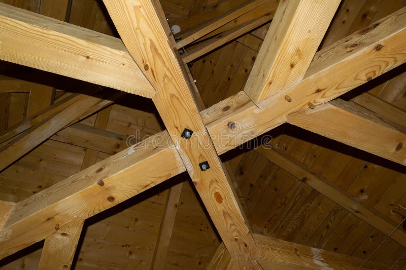Close-up of Wooden Beam Structure in Construction Framework Stock Photo ...