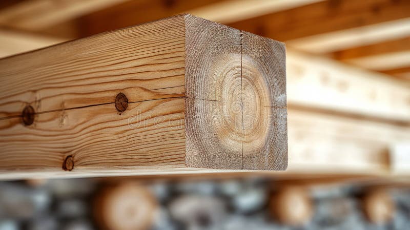 Close-up of a Wooden Beam with Visible Grain and Texture. Stock Photo ...