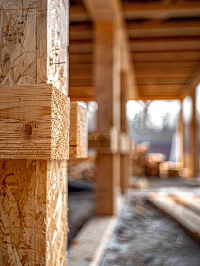 Close-up of Wooden Beams in a Construction Site. Stock Photo - Image of ...