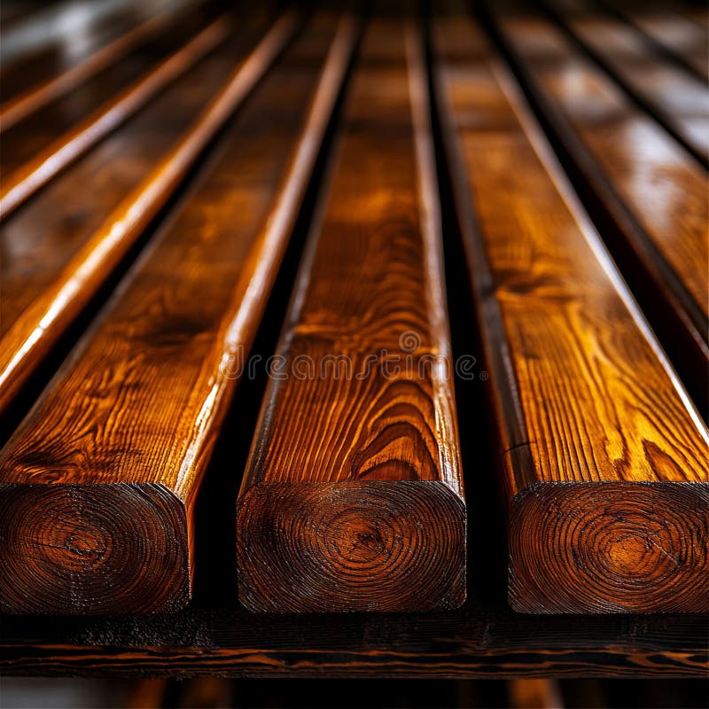 A Close Up of a Wooden Bench with a Black Frame Stock Photo - Image of ...