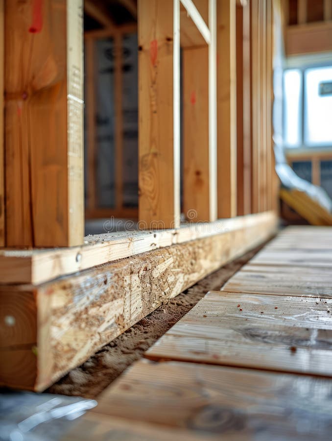 Close-up of Wooden Framing in a House Under Construction. Stock Image ...