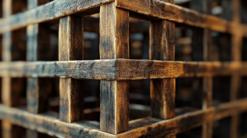 Close-up of a Wooden Lattice Structure Stock Illustration ...