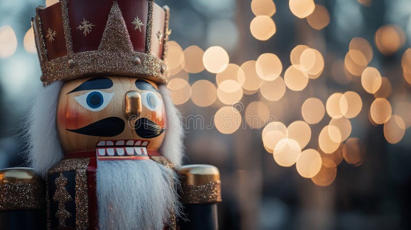 Close-up of a Wooden Nutcracker with a Bokeh Background Stock Photo ...