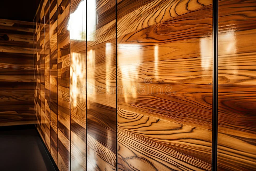 Close-up of Wooden Paneling, with Reflections and Textures Visible Stock Illustration ...