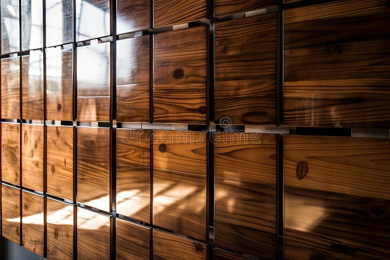 Close-up of Wooden Paneling, with Reflections and Textures Visible ...